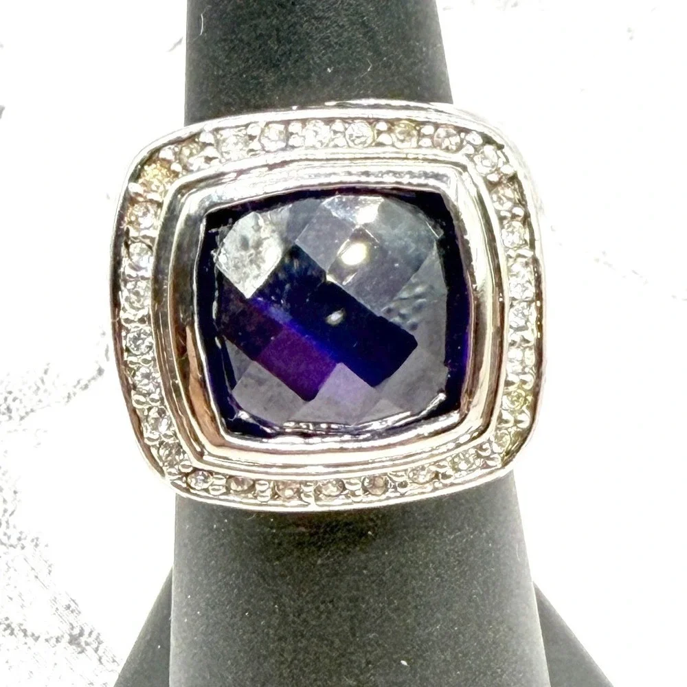 Source Unknown | Jewelry | Silver Tone Purple Glass Stone Statement ...